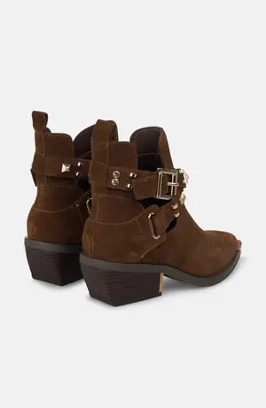 ALMA EN PENA Flat Ankle Boot Slits - Camel