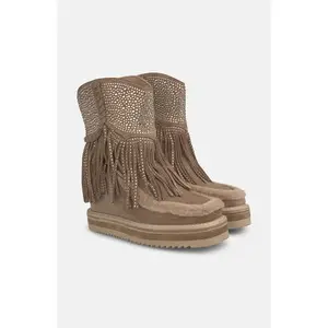 ALMA EN PENA Fur Fringed Bootie - Vison