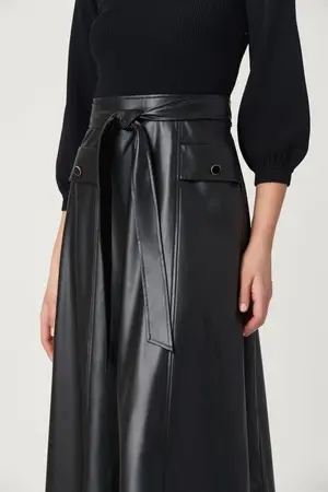 Shoshanna Leather Knit Mixed Media Aspen Dress