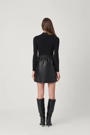 Shoshanna Leather Knit Mixed Media Era Dress