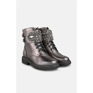 ALMA EN PENA Flat Bootie Rhinestones - Pewter
