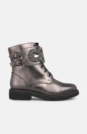 ALMA EN PENA Flat Bootie Rhinestones - Pewter
