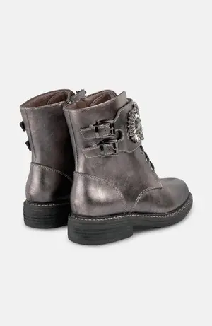 ALMA EN PENA Flat Bootie Rhinestones - Pewter