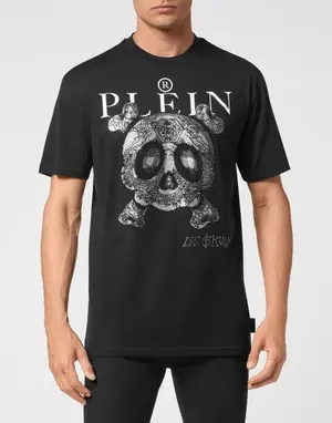 Philipp Plein T-shirt Round Neck Ss Monsters With Crystals - Black