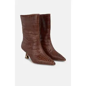 ALMA EN PENA Metallic Heeled Ankle Boot - Camel
