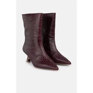 ALMA EN PENA Metallic Heeled Ankle Boot - Wine