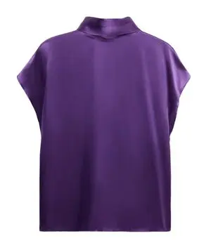 MANGO 100% Silk Tie-Neck Blouse