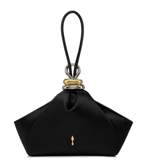 CHRISTIAN LOUBOUTIN Sabrina Pouch Small Neoprene Satin Clutch Bag - Black