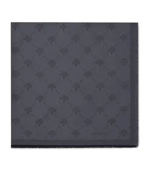 Mulberry Cotton Diamond Tree Square Scarf - Black