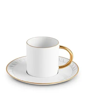 L'Objet Porcelain And Neptune Espresso Cup And Saucer - Gold