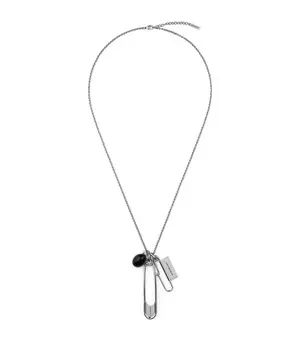 Givenchy Safety Pin Charm Necklace - Silver