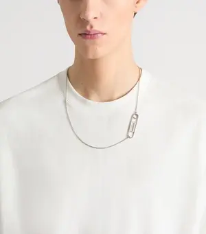 Givenchy Brass Safety Pin Necklace - Silver