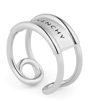 Givenchy Safety Pin Logo Ring - Silver