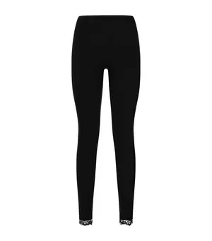 Hanro Wool-silk Lace-hem Leggings