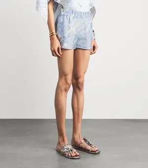 Emilio Pucci Silk Leocorno Print Shorts