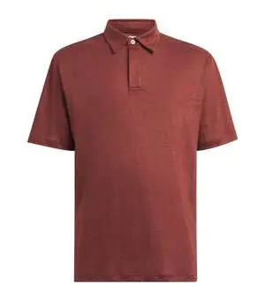 Eleventy Linen Polo Shirt - Brown