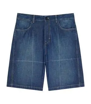Givenchy Folded-effect Couture Seam Denim Shorts - Blue