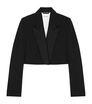Givenchy Wool-mohair Cropped Blazer - Black