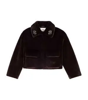 Maje Faux Fur Cropped Jacket - Brown