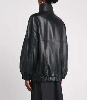 CHAROUX Globe Leather Bomber Jacket