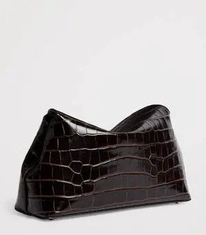 TOTEME Croc-embossed Leather T-lock Clutch Bag - Brown