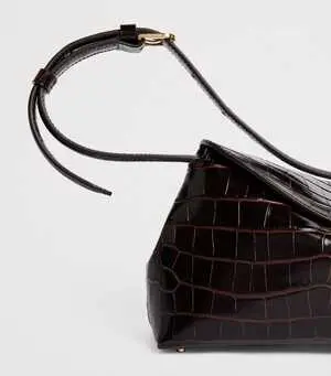 TOTEME Croc-embossed Leather T-lock Clutch Bag - Brown