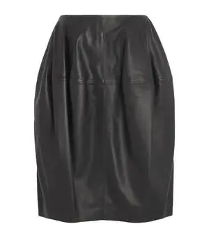 TOTEME Leather Midi Skirt - Black