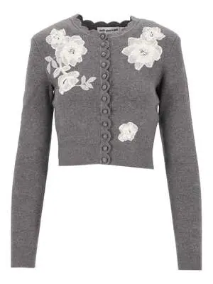 SELF-PORTRAIT Self-Portrait Women Knit Cardigan With Lace Flowers