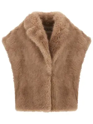 Herno Long-hair Faux Fur Vest - Brown