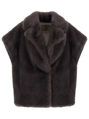 Herno Sleeveless Long-haired Fur Touch Vest - Grey