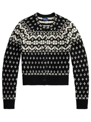 Polo Ralph Lauren Fair Isle Cardigan In Wool Blend - Black