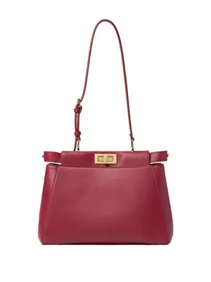 Fendi My Peekaboo Small Bag In Dark Leather - Red