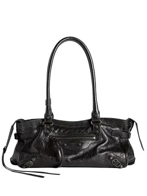 Balenciaga Le City East-west Bag In Arena Leather - Black