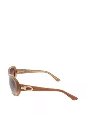 Cartier 2010s C Decor Oval-frame Sunglasses - Brown