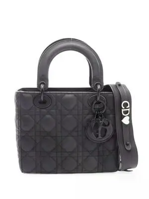 Dior 2010s Small Lady My Abcdior Cannage Handbag - Black