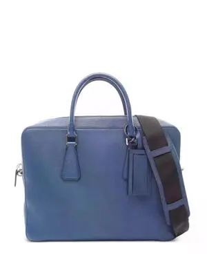 Prada 2010s Leather Briefcase - Blue