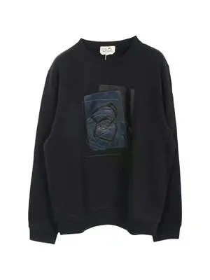 Hermès 2010s Leather-patch Sweatshirt - Blue