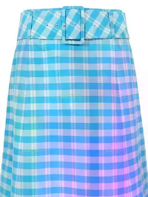 Sandy Liang Clio Belted Gingham Midi Skirt