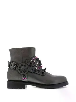 ALBANO Harness Studded Harness Ankle Boots - Grey
