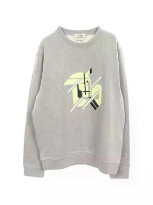 Hermès 2010s Leather Patch Hoodie - Grey