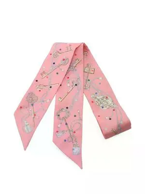 Hermès 2010s Twilly Les Clés À Pois Scarf - Pink