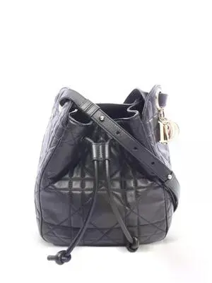 Dior 2010s Small D-motion Cannage Bucket Bag - Black
