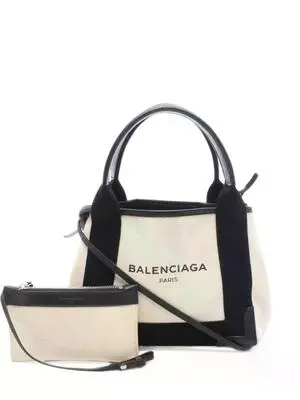 Balenciaga 2000s Xs Navy Cabas Tote Bag - Neutrals