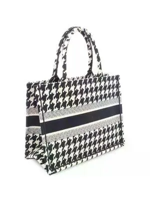 Dior 2010s Medium Book Tote Houndstooth Tote Bag