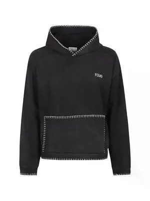 FOUND Blanket-stitch Logo-print Hoodie - Black