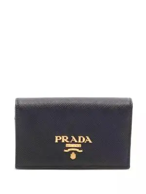 Prada 2010s Metal-logo Card Case - Black