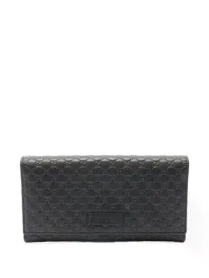 Gucci 2010s Micro Gg Guccissima Wallet - Black