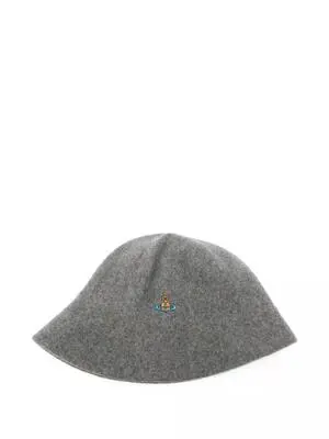 VIVIENNE WESTWOOD Orb-embroidered Cloche Hat - Grey