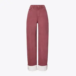 Tory Burch Tory Burch Cuffed Jean Distressed Rust