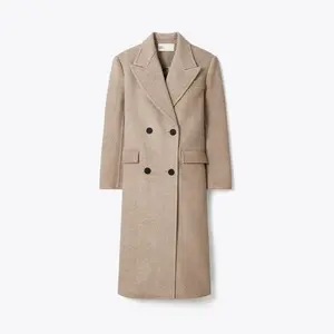 Tory Burch Double Breasted Wool Coat - Ashed Mocha